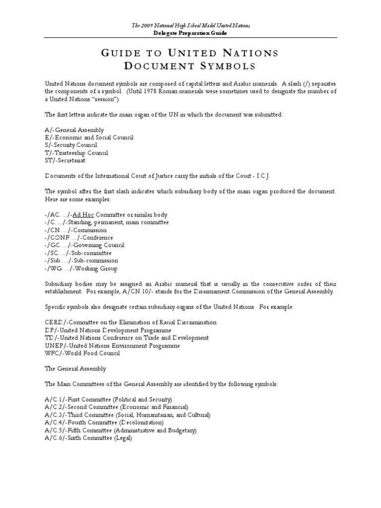 Guide To UN Document Symbols | PDF | United Nations General Assembly ...