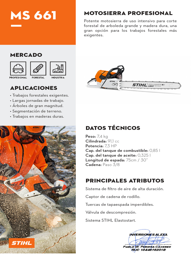 Ficha Tecnica MS 661-2 | PDF