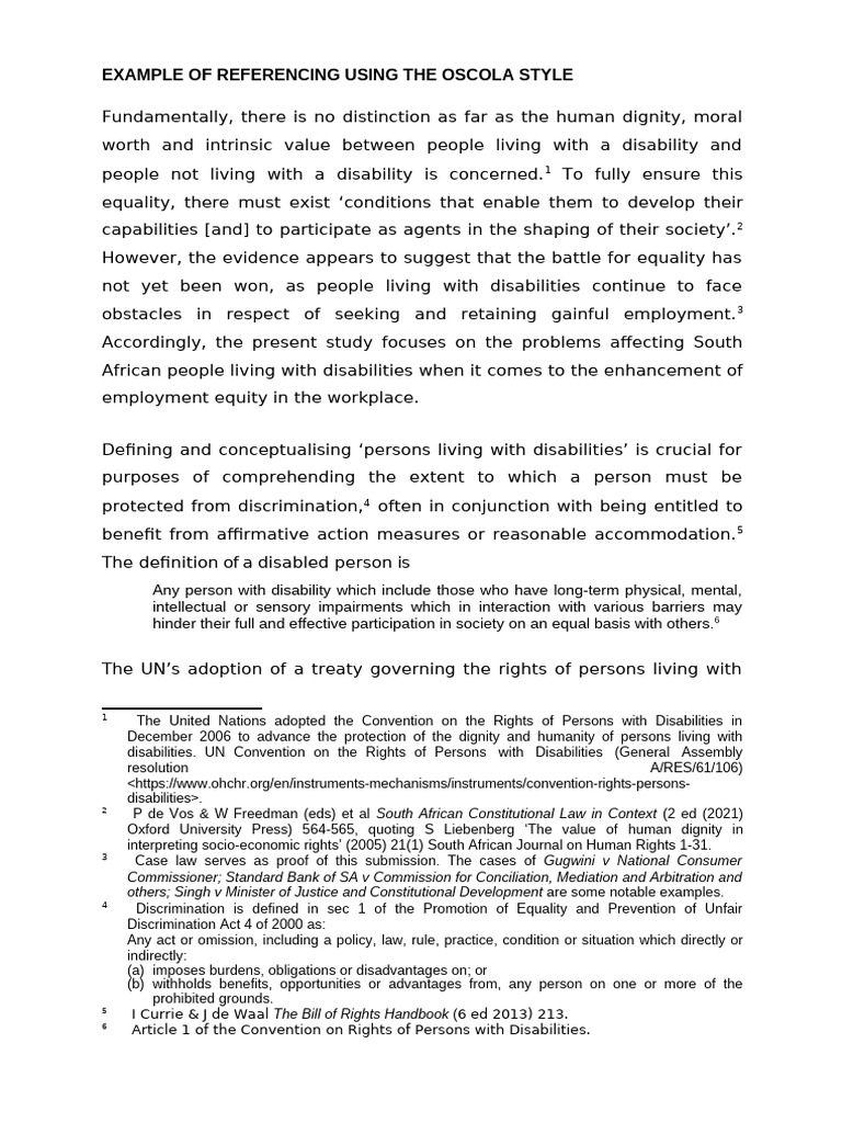 Example of How To Reference Using The OSCOLA Style | PDF | Equal ...