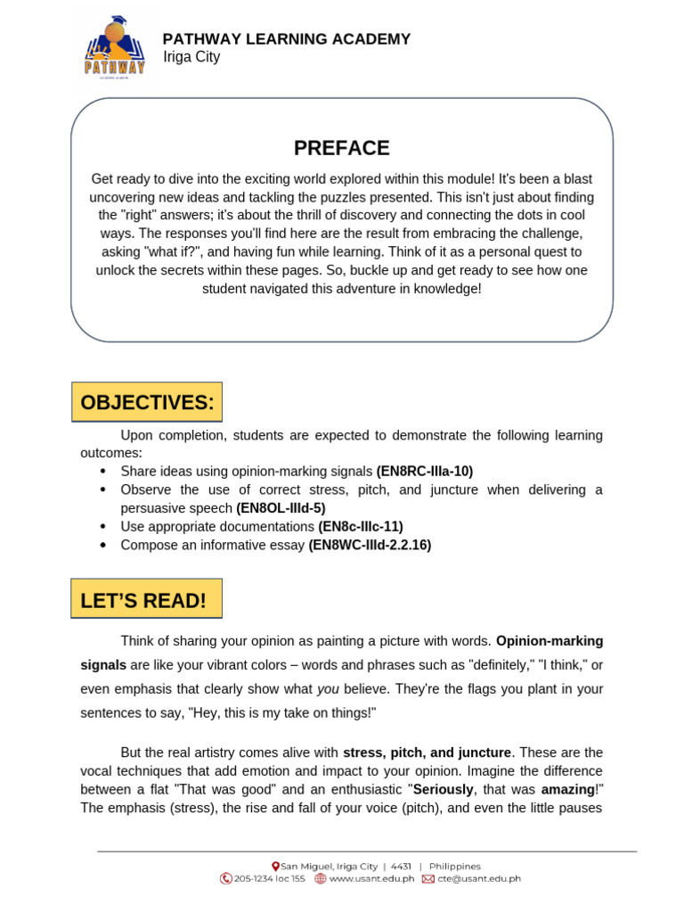 PATHWAY ENGLISH Module ESTREBILLO | PDF | Adverb | Adjective