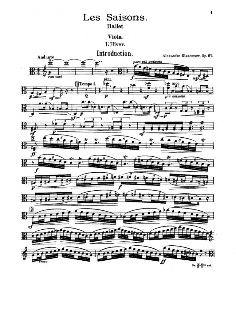 IMSLP695582-PMLP17139-Glazunov The Seasons, Op.67 - Violas | PDF
