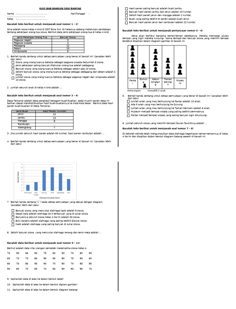 Asesmen Sumatif Matematika (Data) | PDF