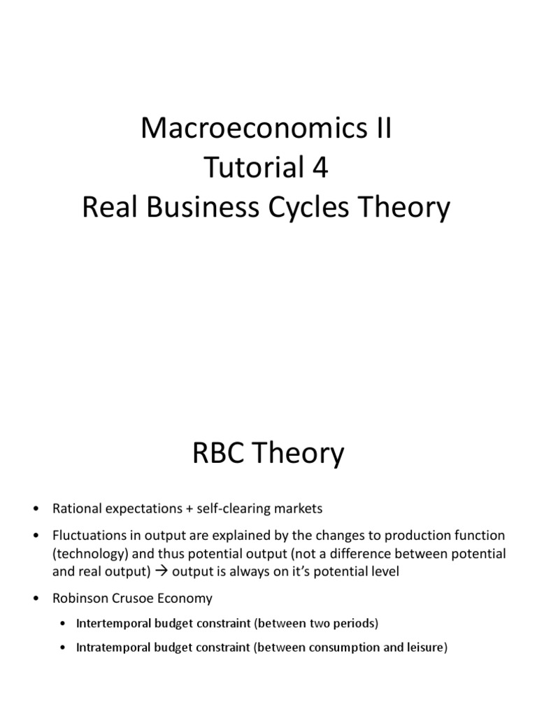 Macroeconomics II Tutorial 4 Real Business Cycles Theory | PDF ...