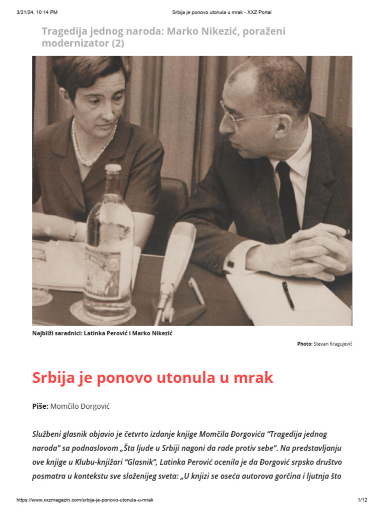 Srbija Je Ponovo Utonula U Mrak - XXZ Portal | PDF