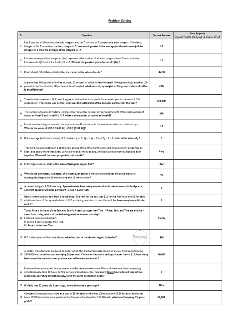 Math Problem Solving Questions and Answers | PDF | Area | Numbers