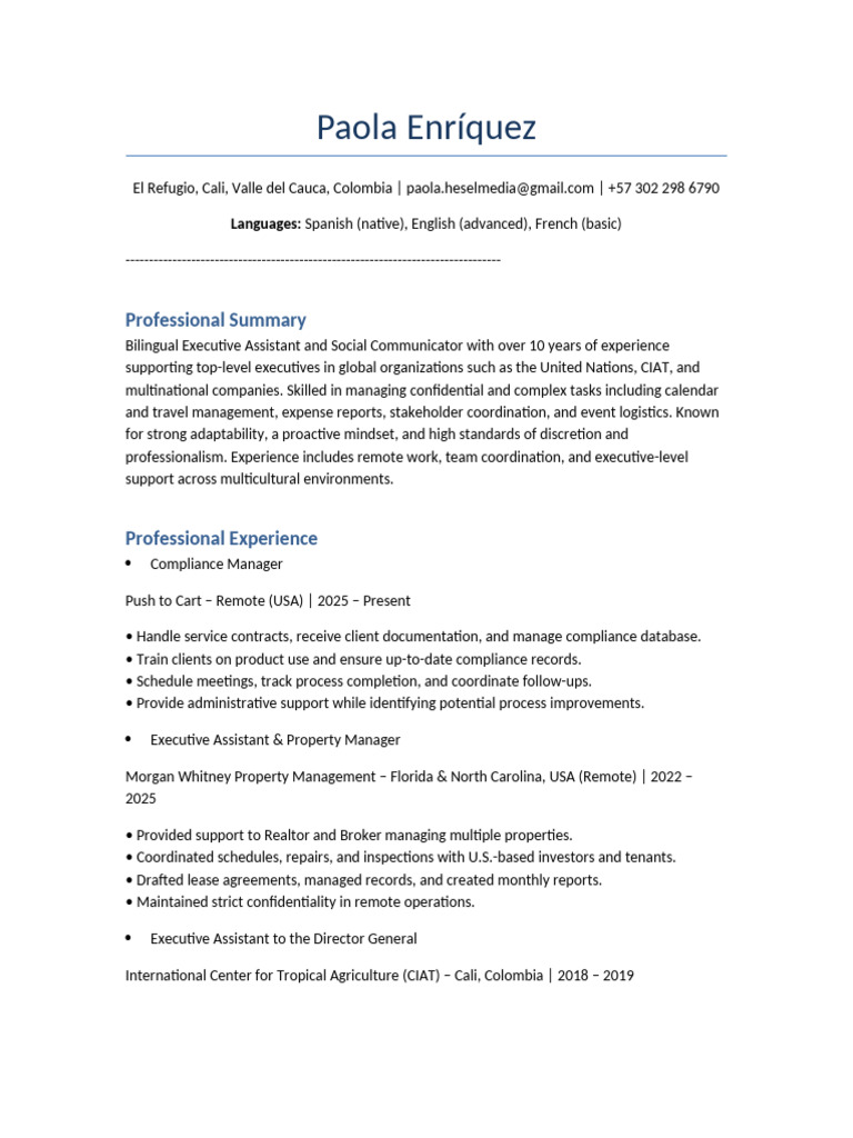 Paola Enriquez Visual CV | PDF | Business