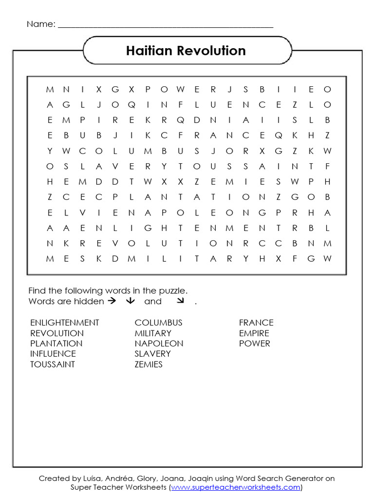 Super Teacher Worksheets Haitian Revolution | PDF | Word Search ...