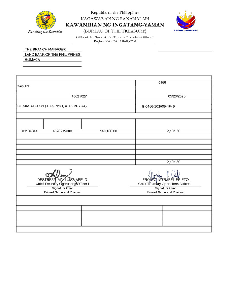 PRINT IN 5 COPIES(ATAP_SK TAGUIN 2025) | PDF | Banks | Payments