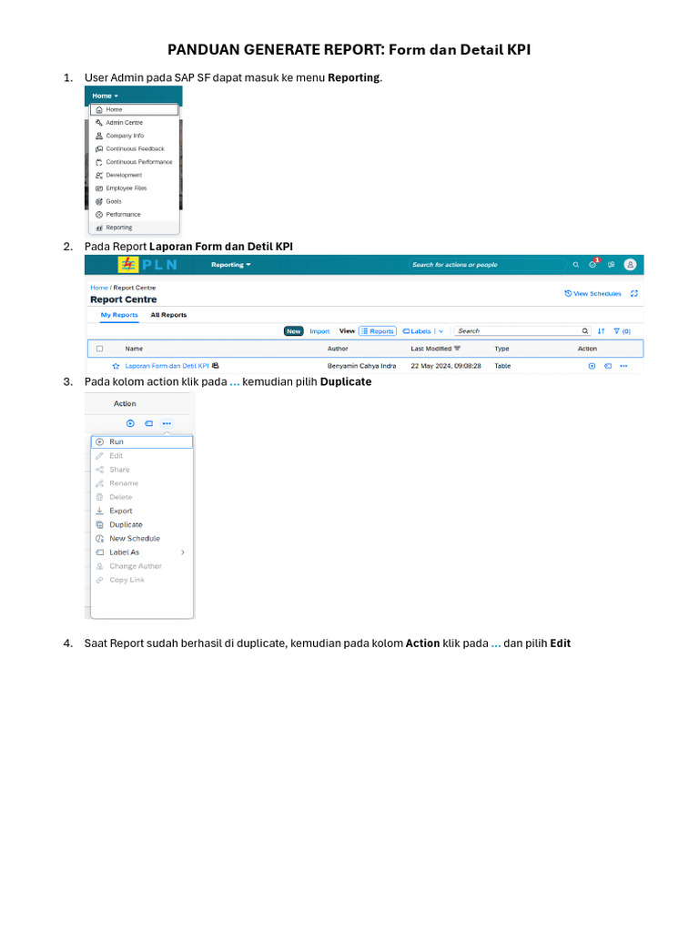 Panduan Generate Report-Form Dan Detail KPI | PDF