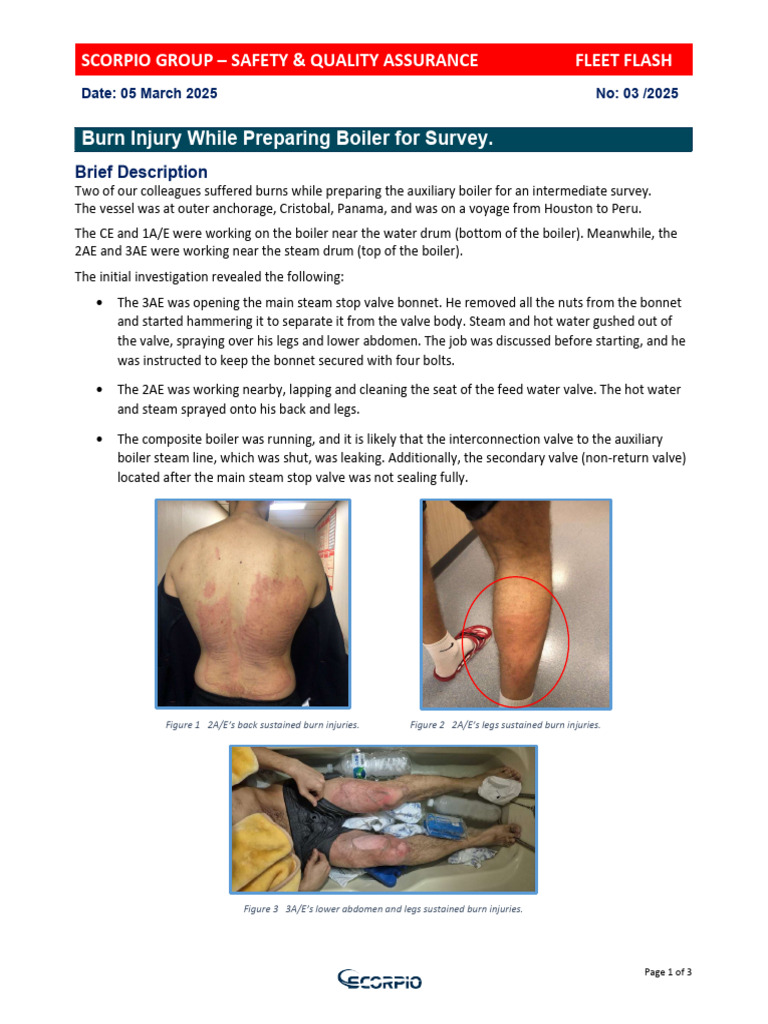 Fleet Flash 032025 - Burn Injury | PDF | Valve | Boiler