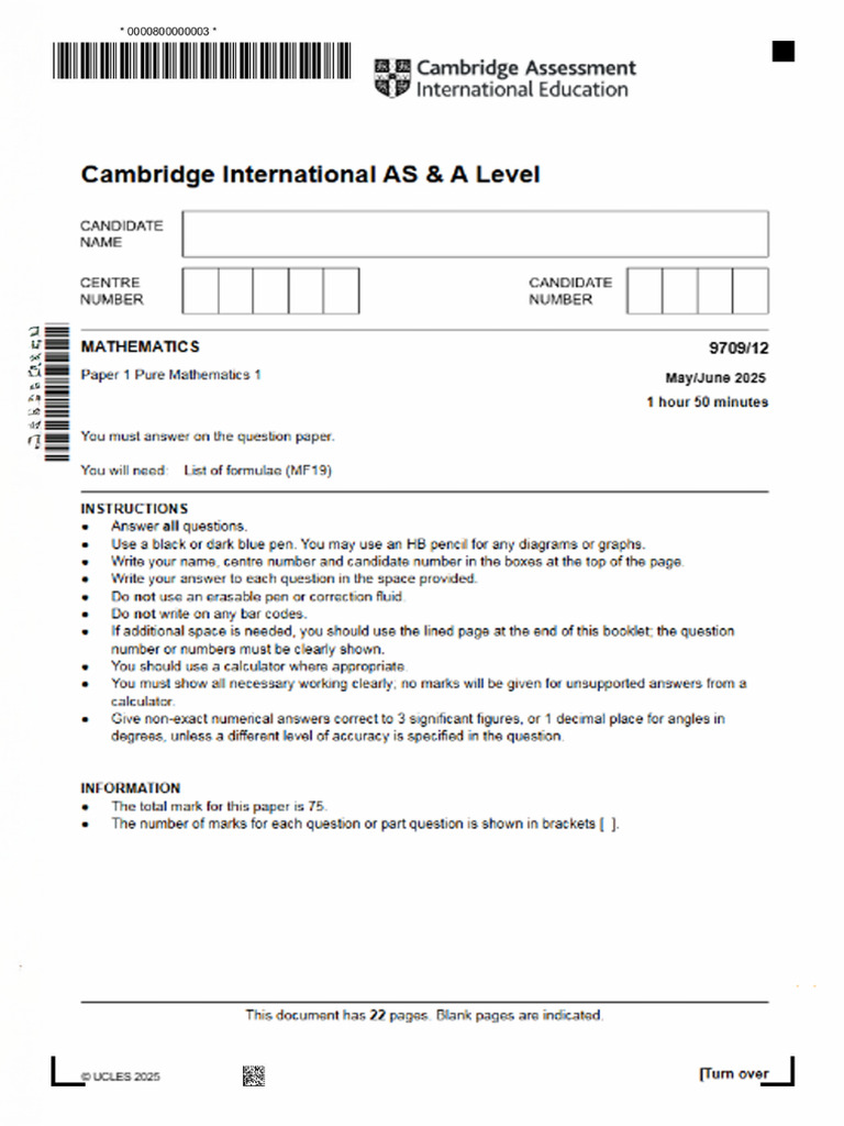 9709 s25 QP 12 | PDF