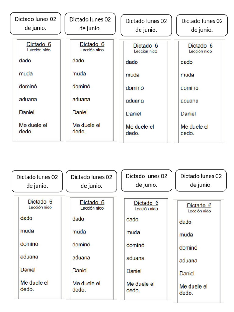 Dictado Lección 2 - 02 de junio | PDF