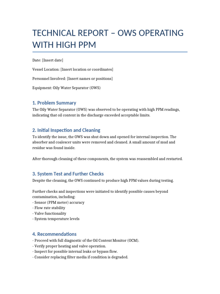 OWS High PPM Report | PDF