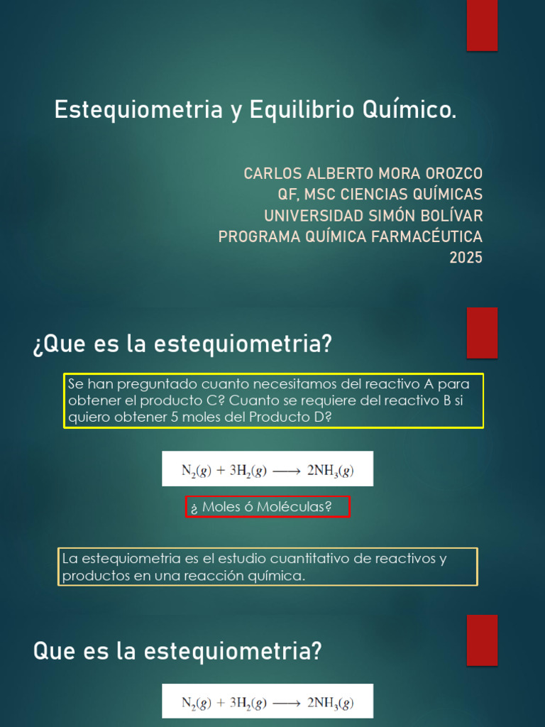 Estequiometria, Equilibrio Quimico | PDF | Ácido | Constante de ...
