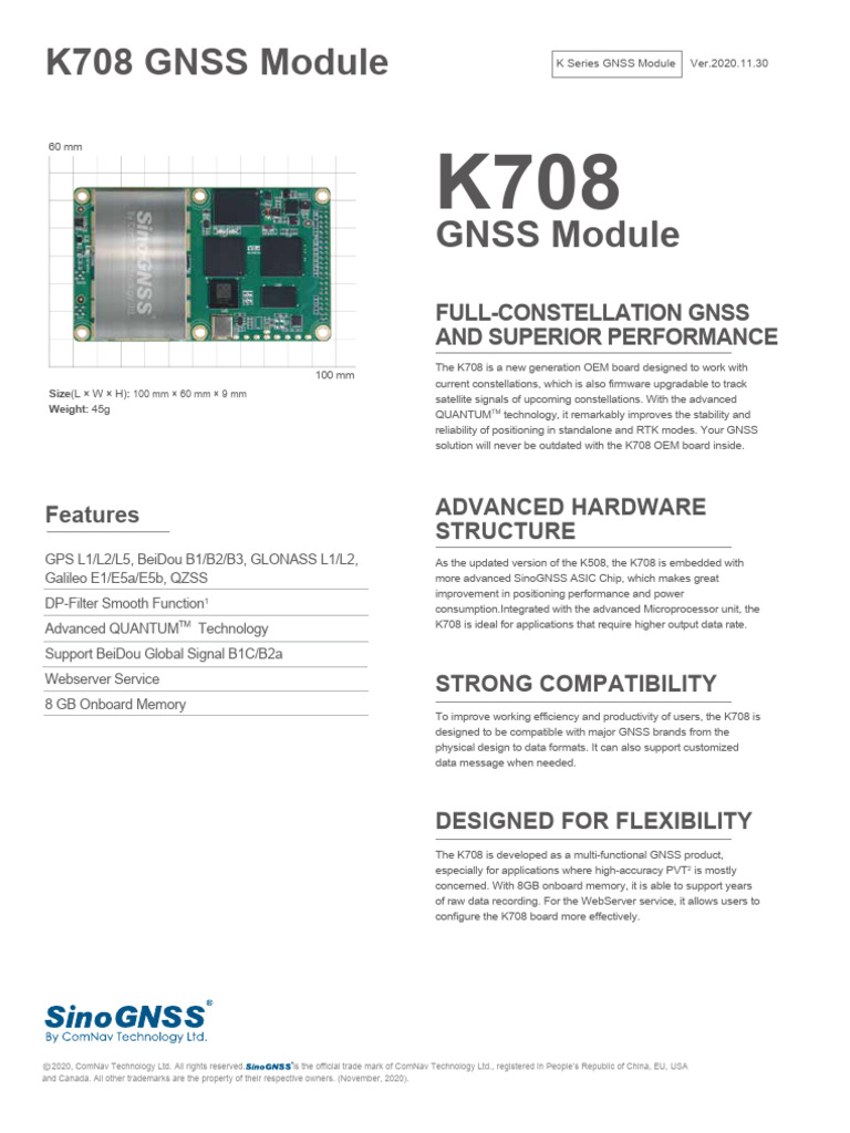 Sinognss k708 Gnss Oem Board | PDF | Geomatics | Computer Architecture