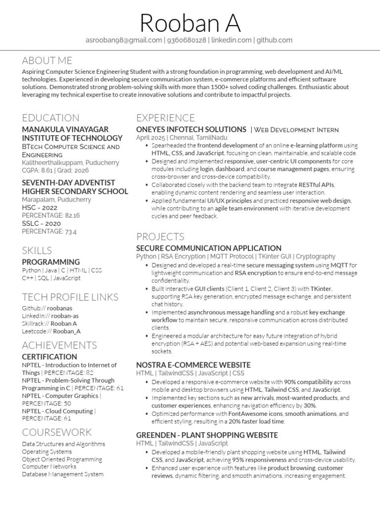 Rooban Resume Zoho Update | PDF | Web Development | Websites
