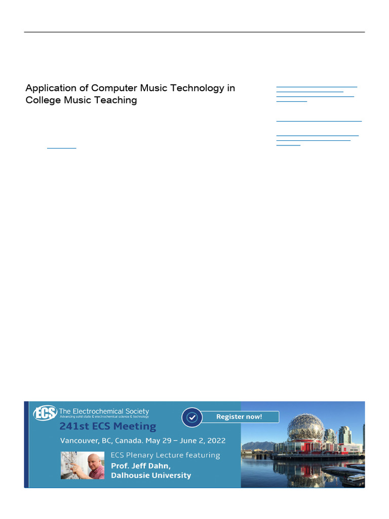 计算机音乐技术在大学音乐教学中的应用Application of Computer Music Technology in College ...