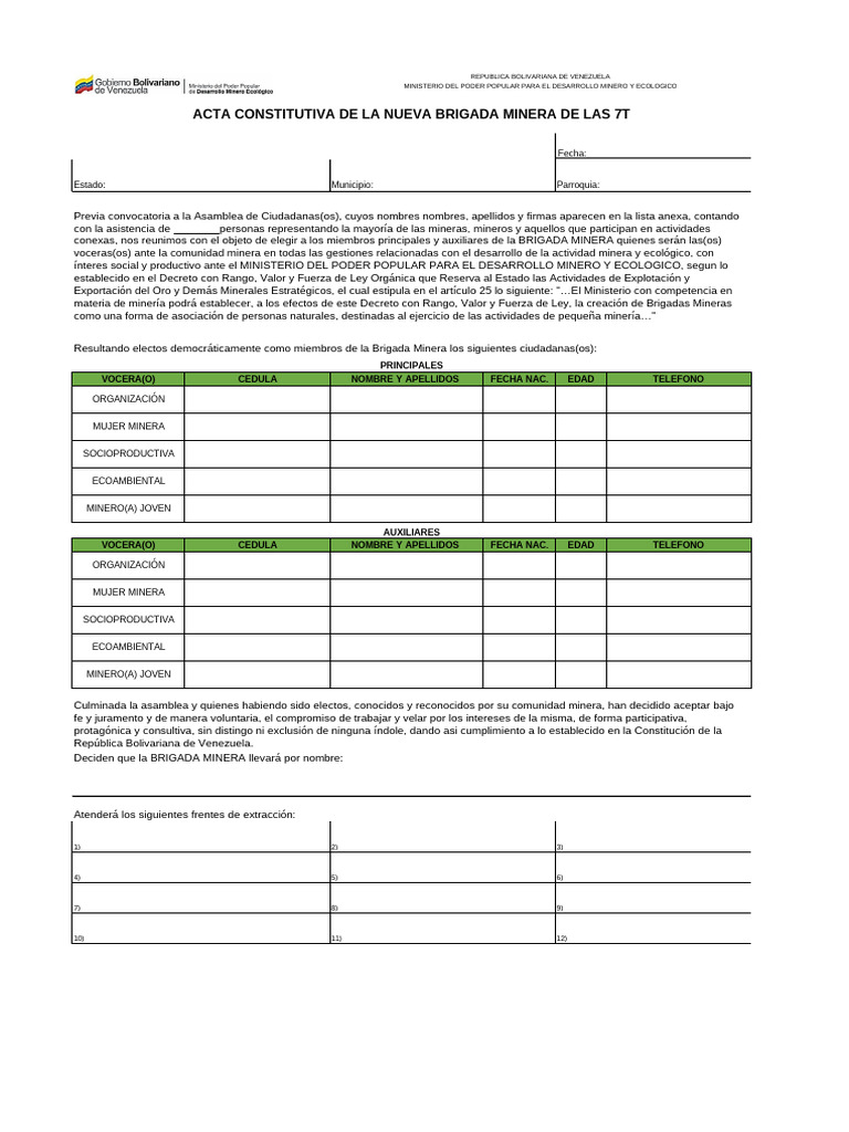 Acta Brigada Minera 2 | PDF | Minería | Venezuela