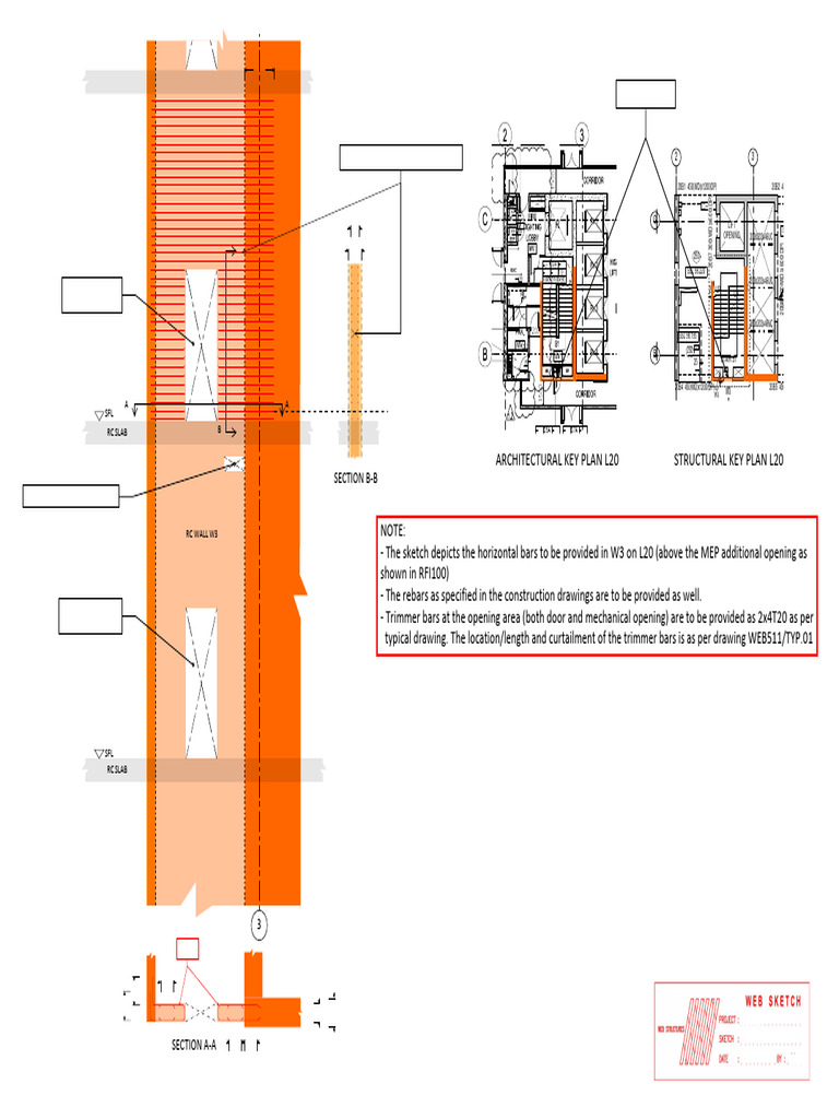 SK - 511 Additional Rebars Required For RC Wall Opening (RFI100) | PDF | Building Engineering ...