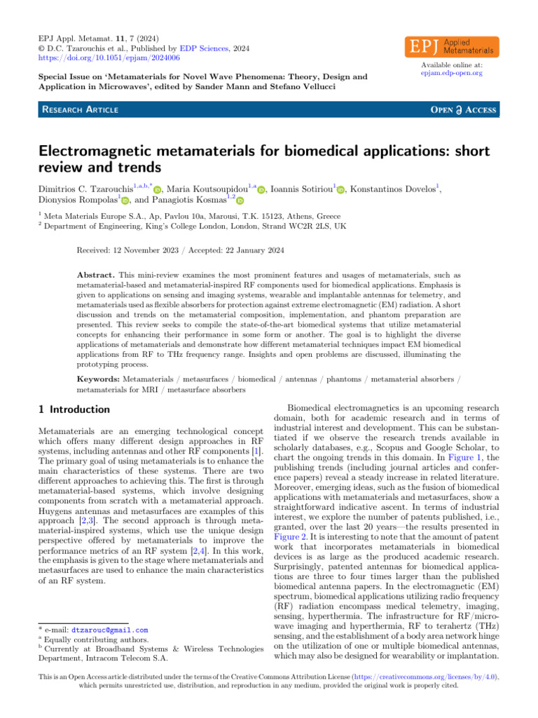 Electromagnetic Metamaterials for Biomedical Appli | PDF | Metamaterial ...