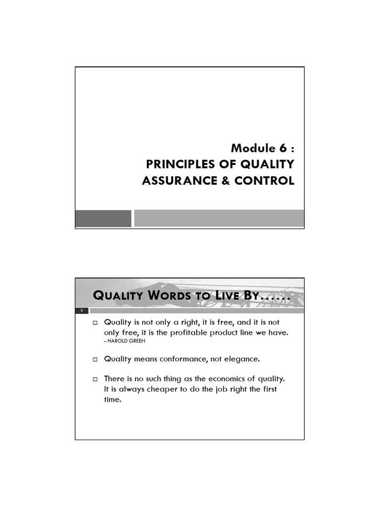 PMCI Module 06 - Principles of Quality Assurance | PDF | Quality Assurance