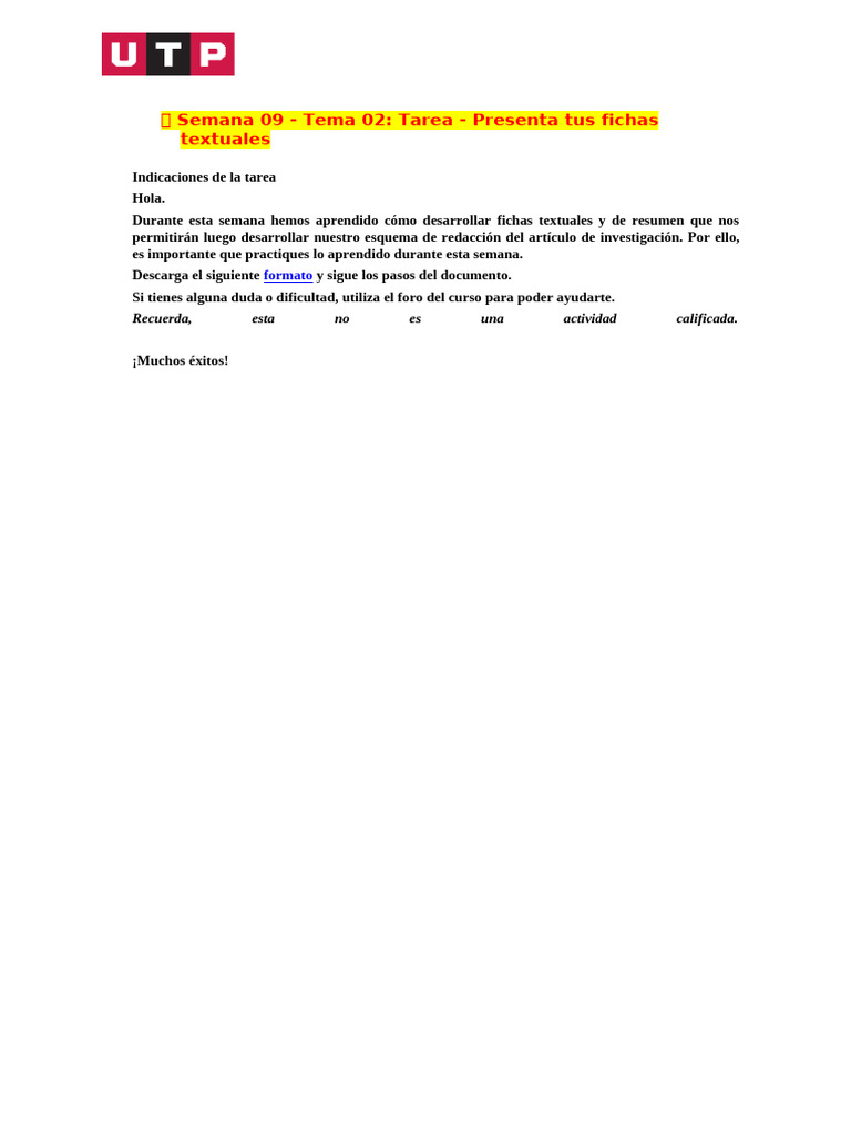 ? Semana 09 - Tema 02 Tarea - Presenta tus fichas textuales ...