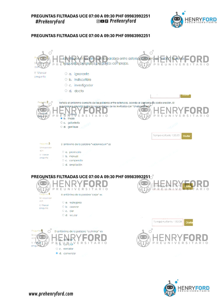 Examen Uce Filtrado PHF | PDF