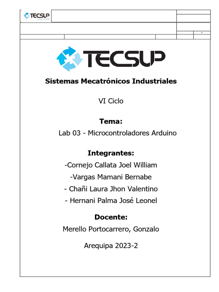 Lab 03 - Microcontroladores Arduino - 6C22A - 2023-2 | PDF | Microcontrolador | Arduino