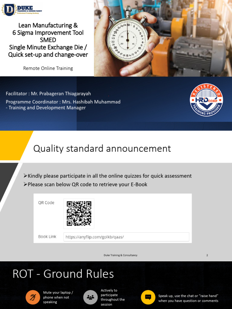 SMED Training for Efficient Changeovers | PDF | Production And ...