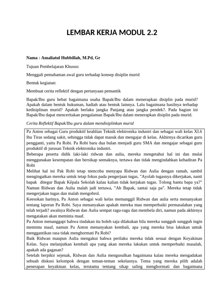 Lembar Kerja Modul 2.2 | PDF