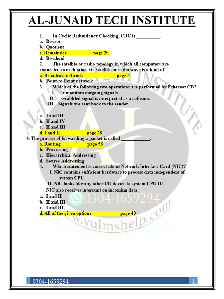 CS610 MIDTERM SOLVED MCQS by JUNAID - Removed | PDF | Computer Network | Network Topology