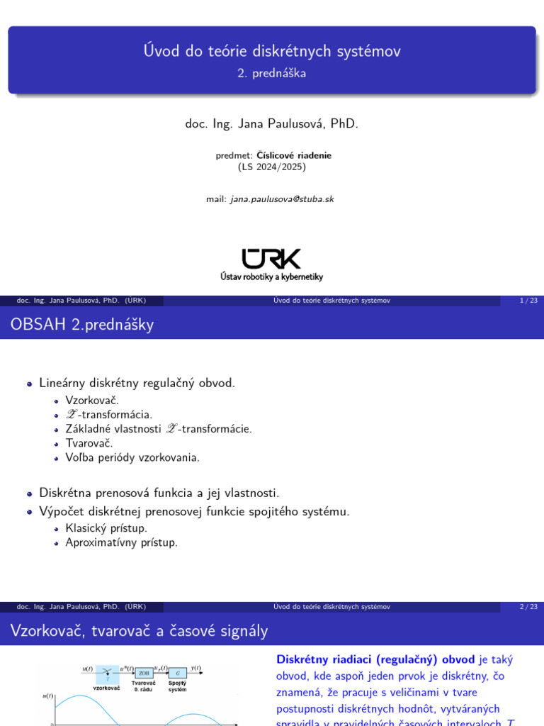 PREDNASKA 2 Diskr Systemy UVOD | PDF