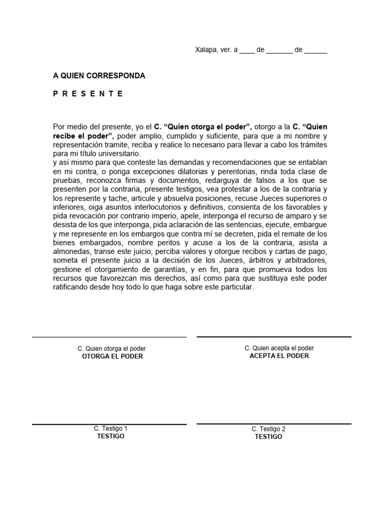 Machote de carta poder | PDF