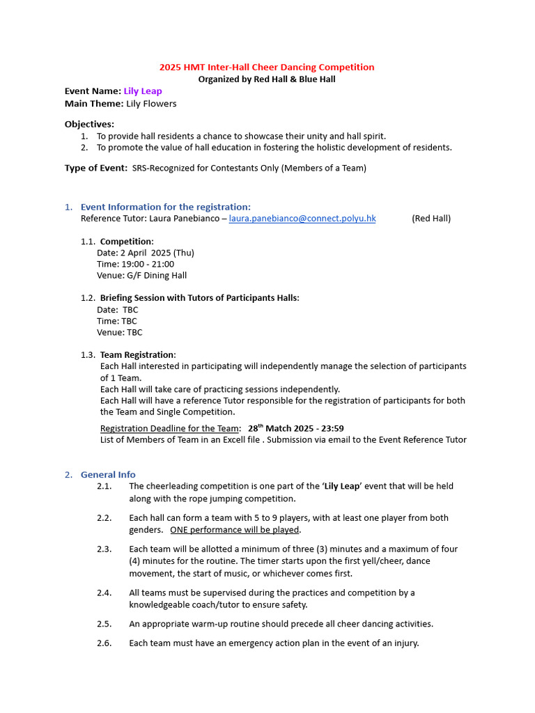 Cheer Dancing Competition Reg & Guid | PDF | Cheerleading