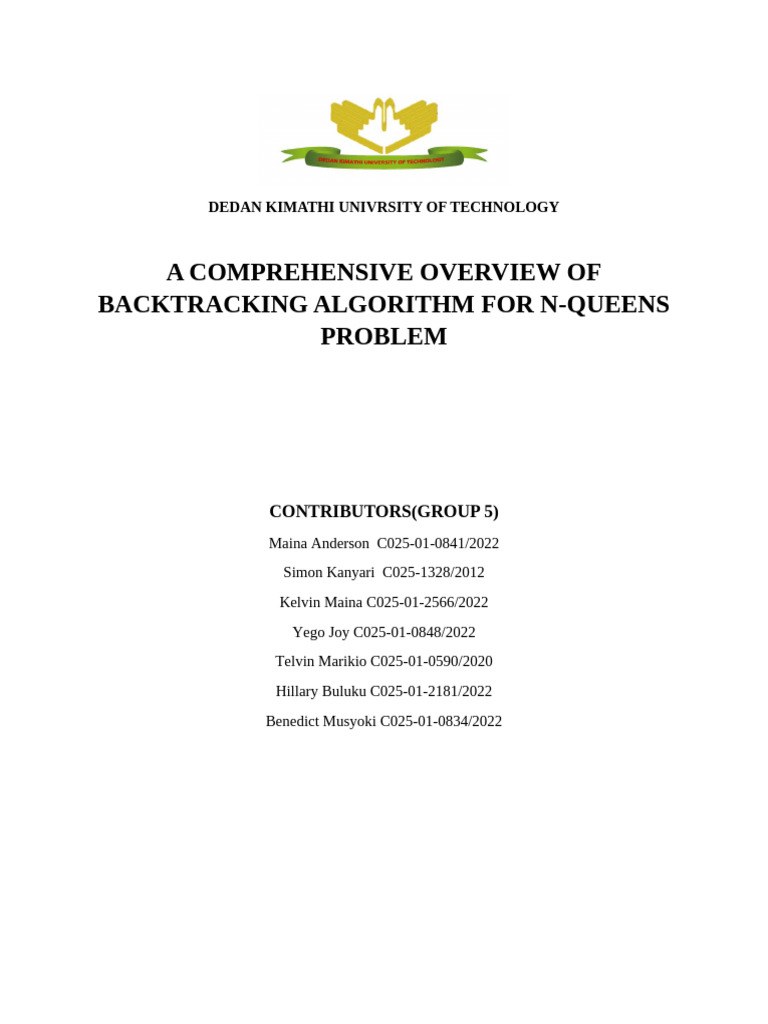 N Queens Backtracking Algorithm Report Pdf Computer Programming Theoretical Computer Science