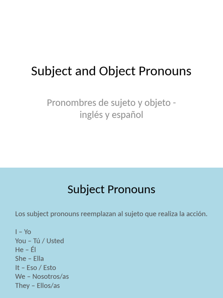 Subject and Object Pronouns Presentation | PDF