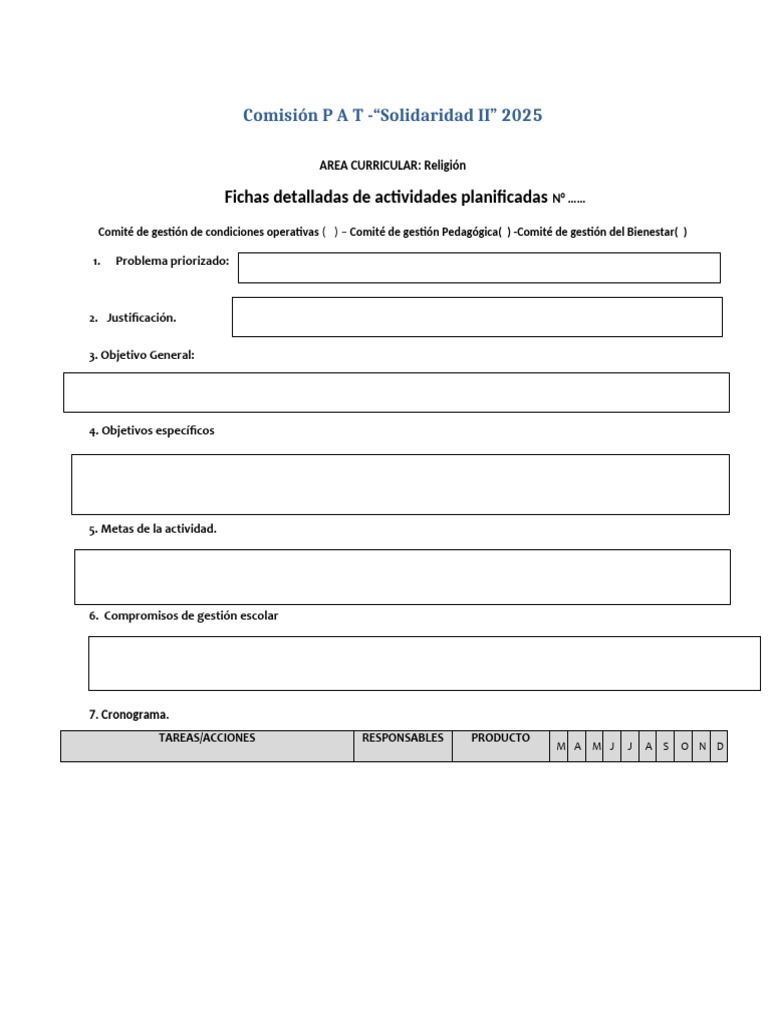 FICHA PAT Modelo EN BLANCO 2025 | PDF