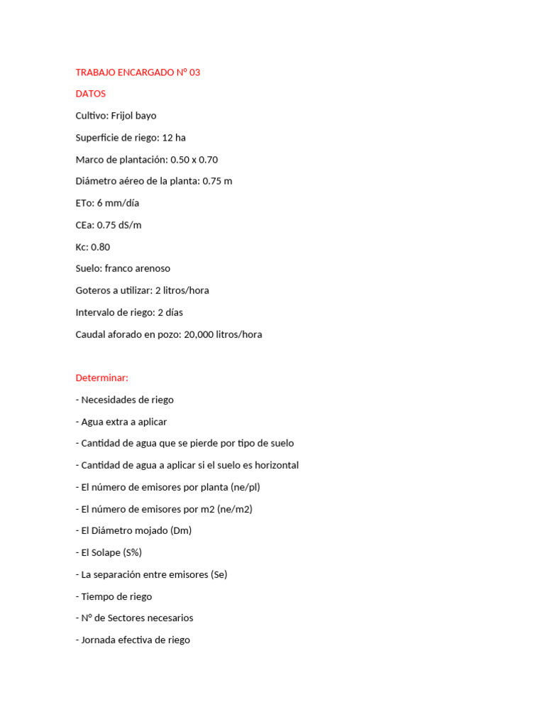 Trabajo N°3 Riegos Ii Zeña Lopez | PDF