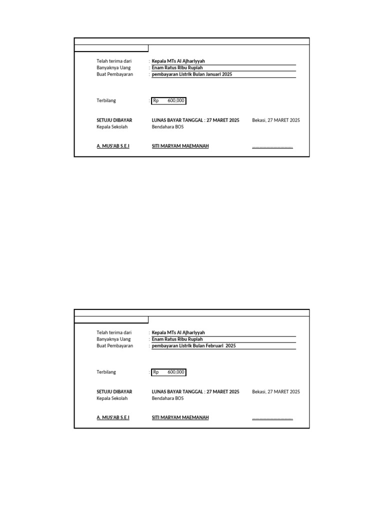 Form Pembayaran Listrik | PDF