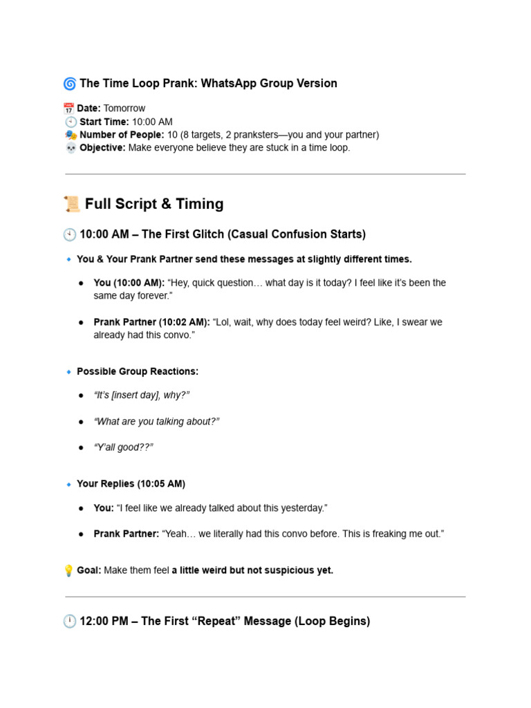 Time Loop Prank for WhatsApp Groups | PDF