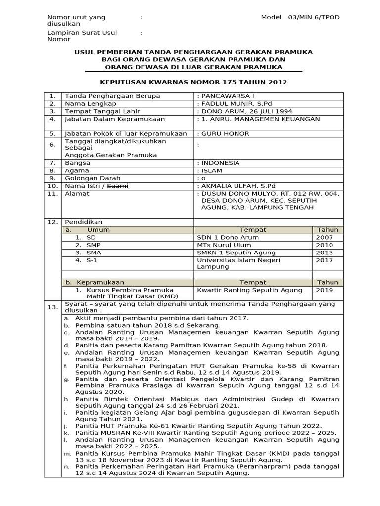 Blangko TPOD Kwarcab 2025_dedi | PDF