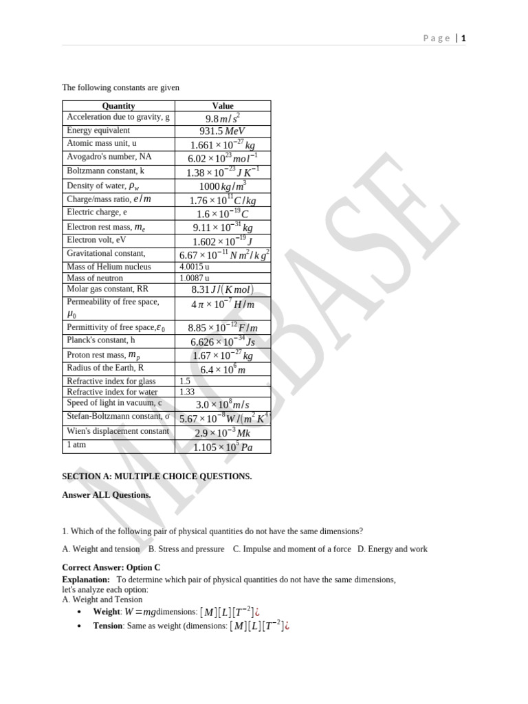 Jupeb Cancelled Question and Its Solution | PDF | Electronvolt | Mass