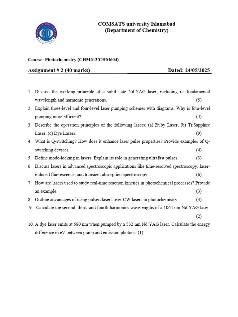 Assignment - 2 - CHM604 SP25 | PDF