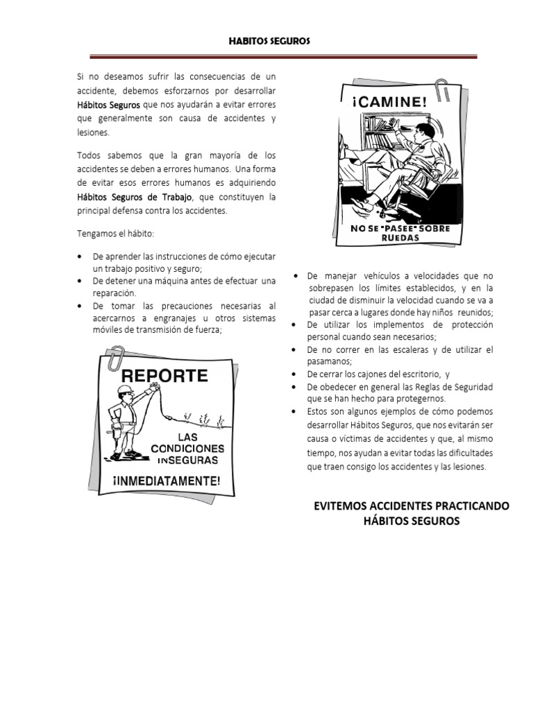 Hábitos Seguros para Evitar Accidentes | PDF