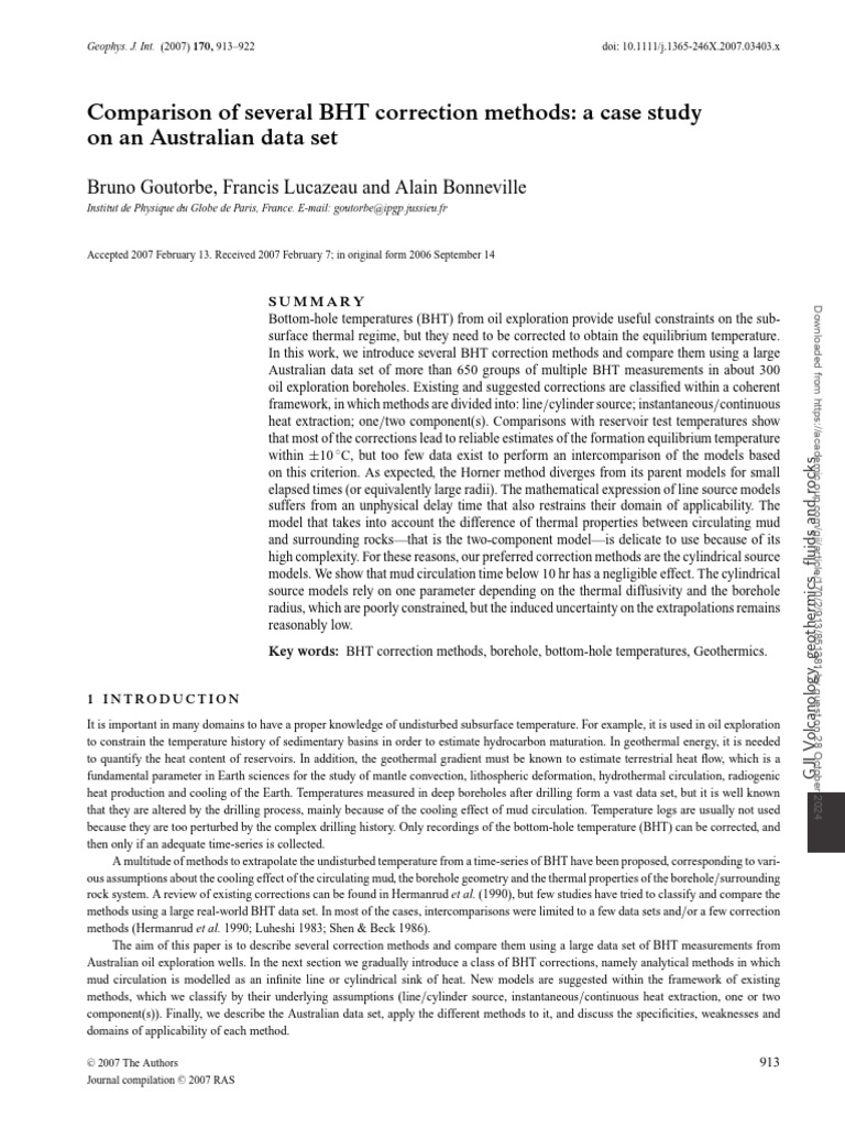 Goutorbe_2007_Comparison of Several BHT Correction Methods a Case Study | PDF | Applied And ...