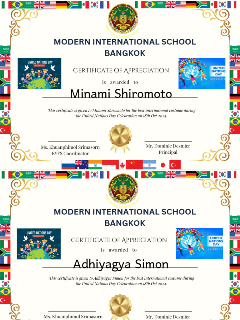 Cream Bordered Appreciation Certificate PDF | PDF | United Nations | International Relations