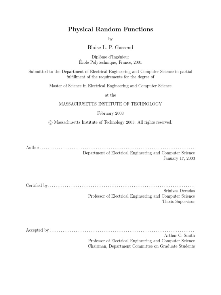 [2003_Gassend]Physical random functions | PDF | Encryption | Key ...