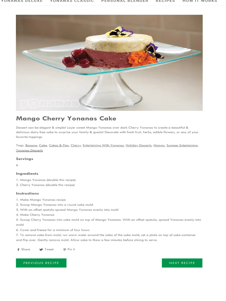 Mango Cherry Yonanas Cake | PDF | Cakes | Mango