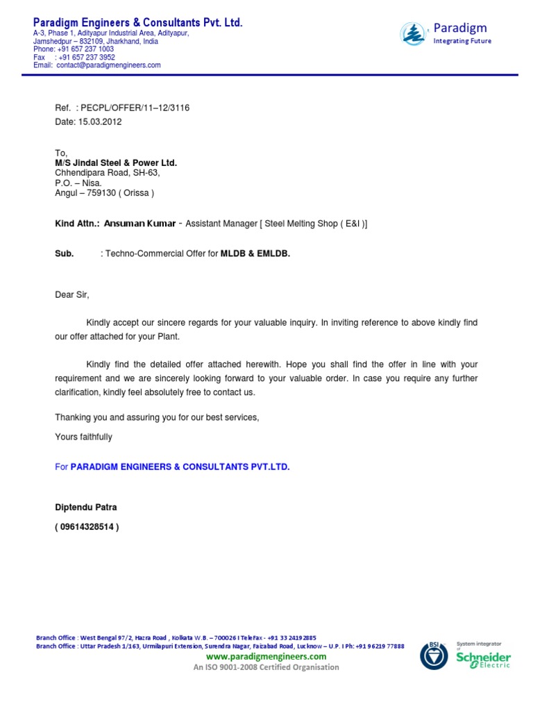 Techno-Commercial Offer For Emldb MLDB - 3116 | PDF | Electrical Wiring ...