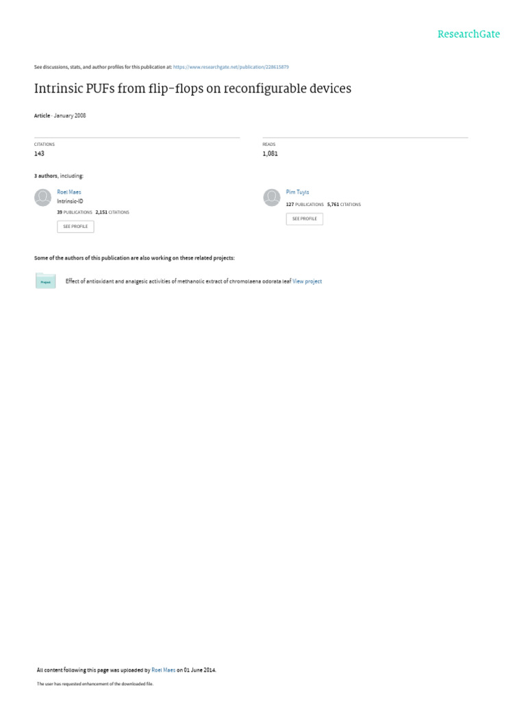 [2008_Maes]Intrinsic PUFs from flip-flops on reconfigurable devices ...